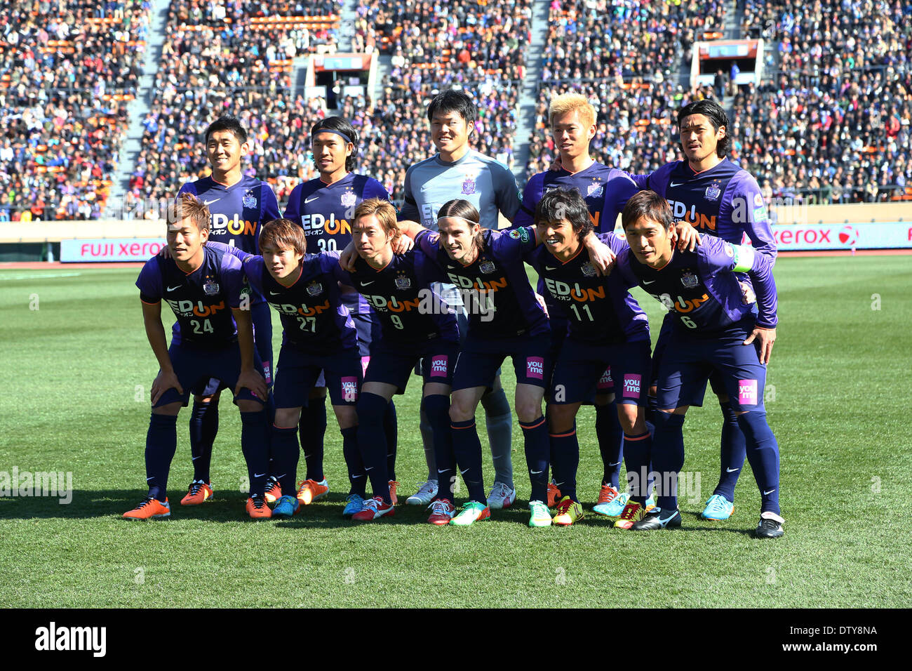 Tokyo, Japan. 22nd Feb, 2014. Sanfrecce Hiroshima team group line-up ...