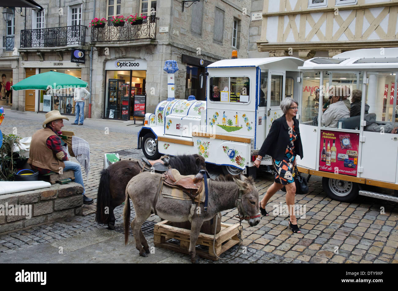 Tourist train and donkeys Quimper France Stock Photo - Alamy