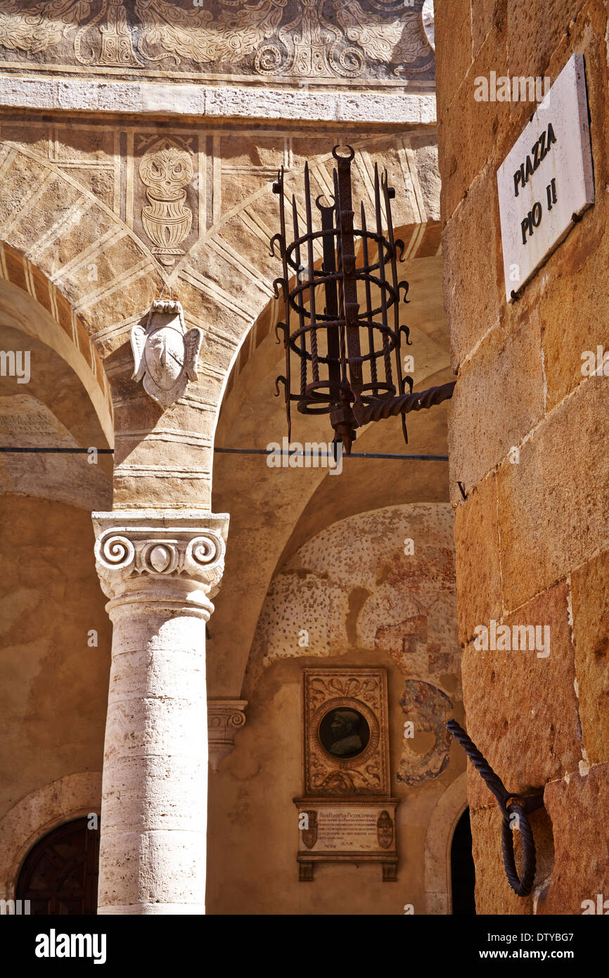 Piazza Pio II outside the town hall in Pienza, Tuscany, Toscana, Italy ...