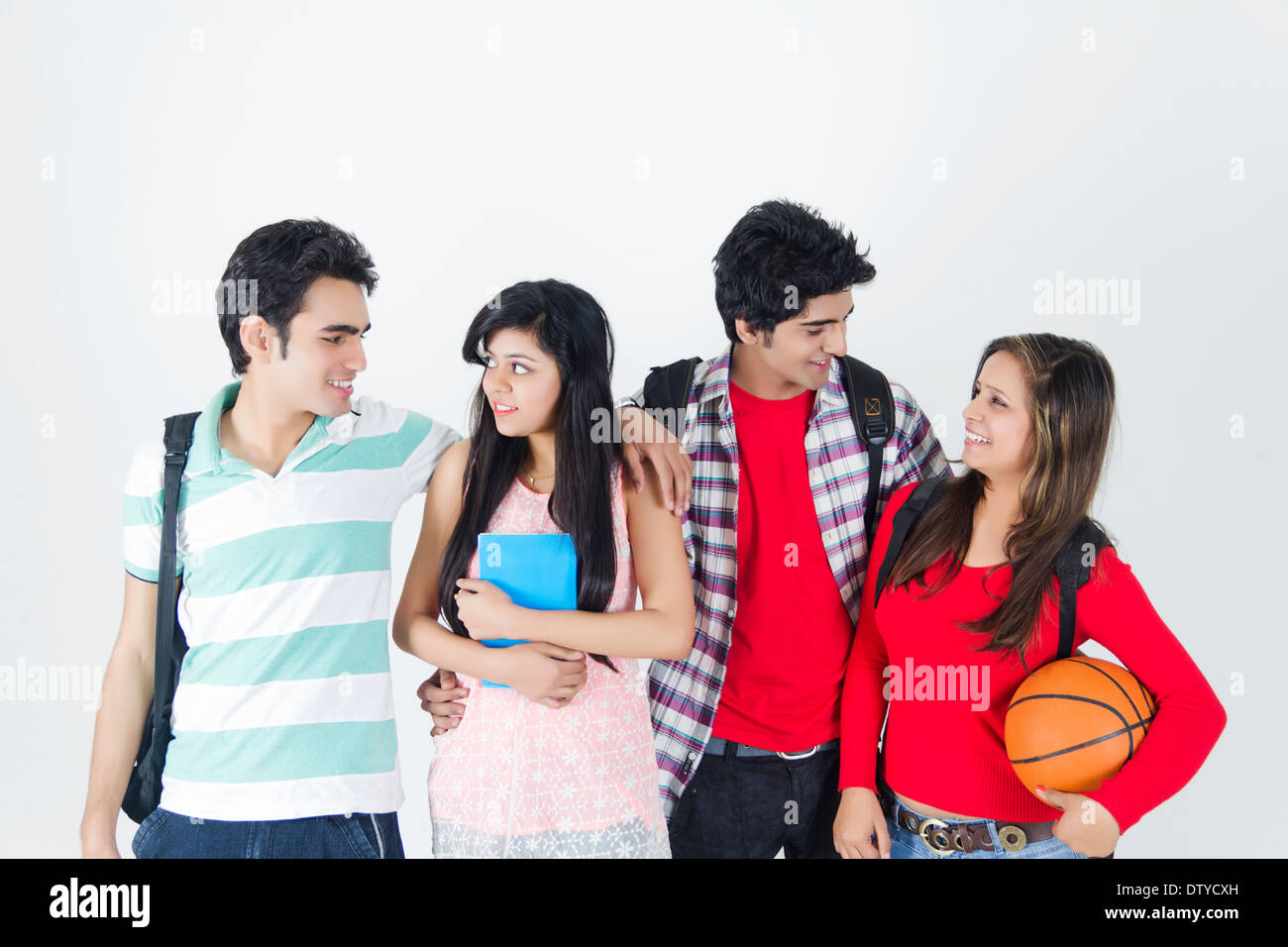 indian college friends Discuss Stock Photo - Alamy