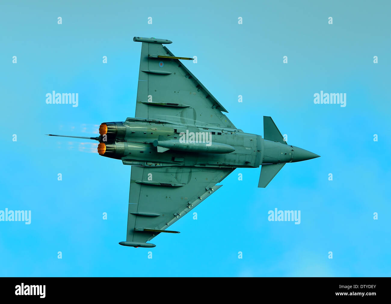 RAF Eurofighter Typhoon FGR4 jet flying at Duxford air show UK 2013 ...