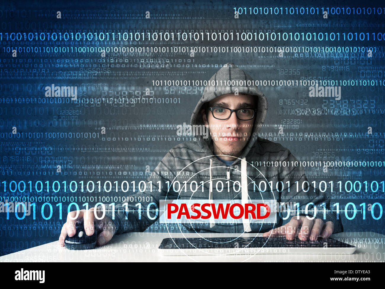 Young geek hacker stealing password Stock Photo - Alamy