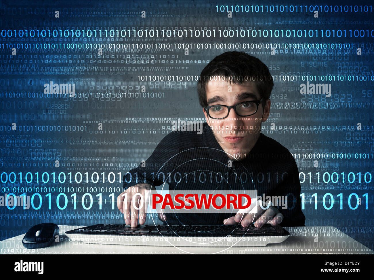 Young geek hacker stealing password Stock Photo - Alamy