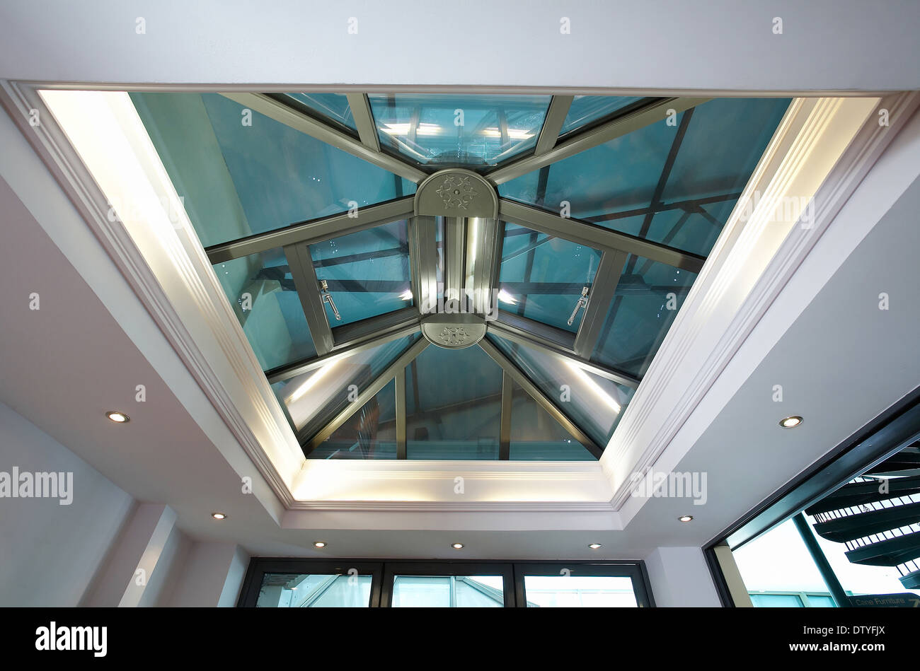 Glass skylight of a conservatory Stock Photo - Alamy