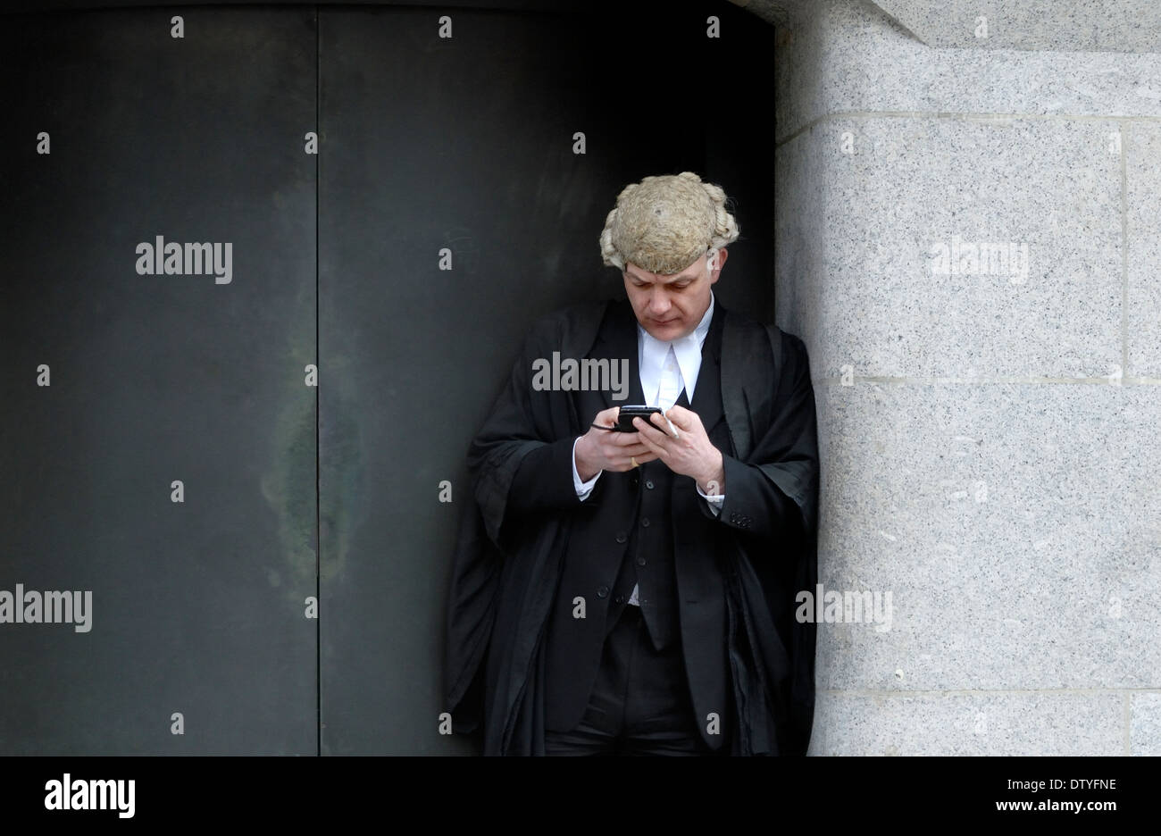 London, England, UK. Barrister on his mobile phone outside the Old ...