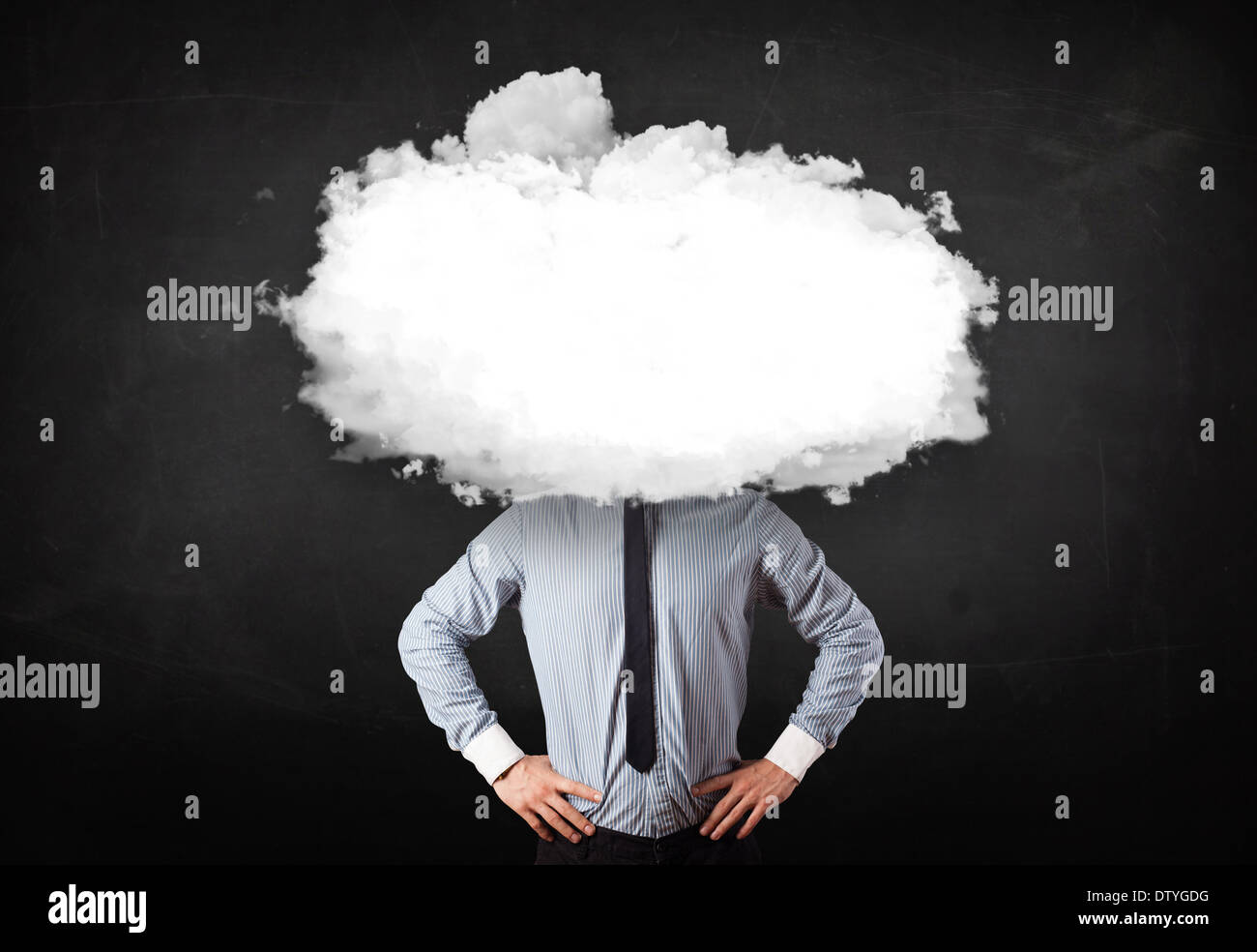 Business man with white cloud on his head concept Stock Photo - Alamy