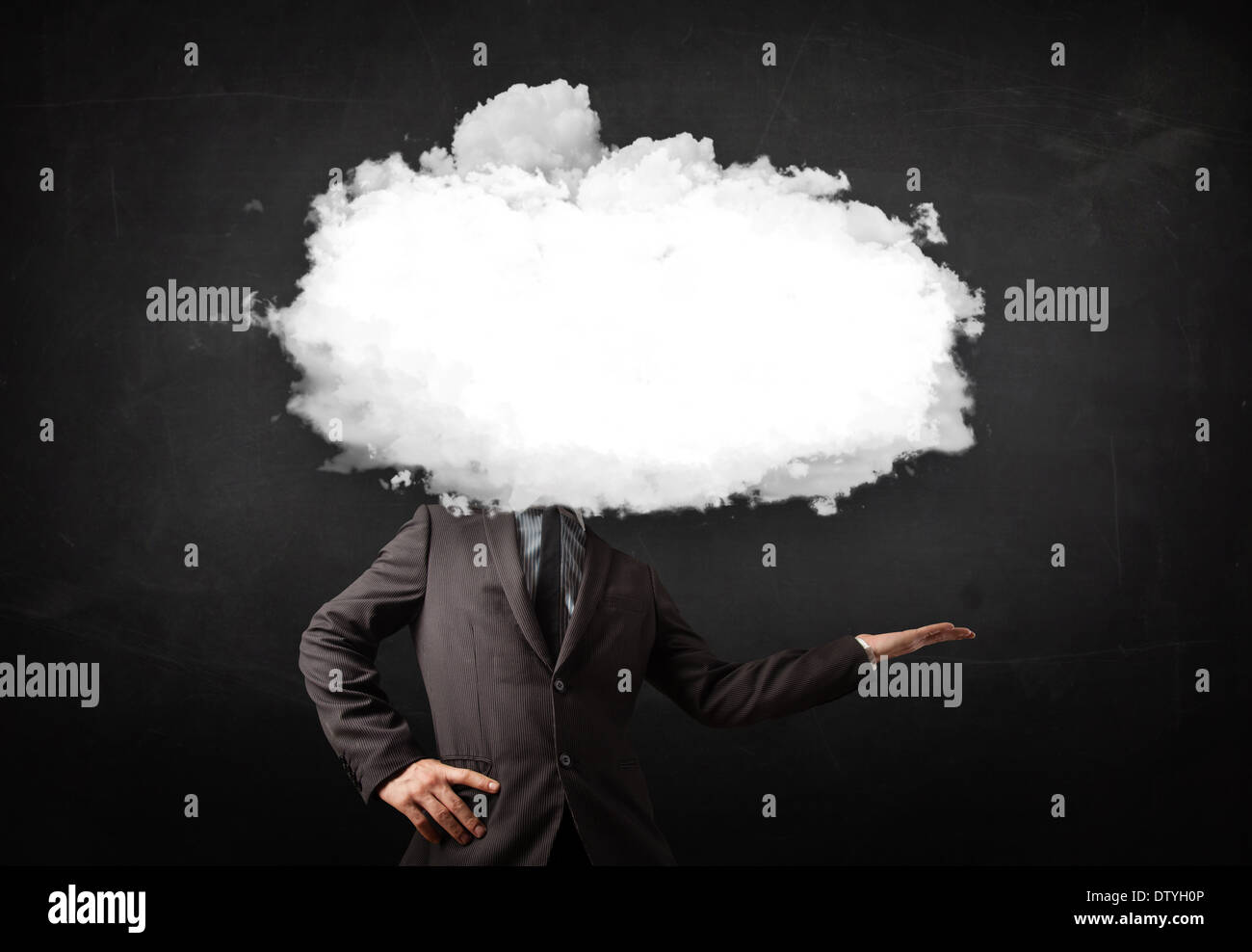 Business man with white cloud on his head concept Stock Photo - Alamy