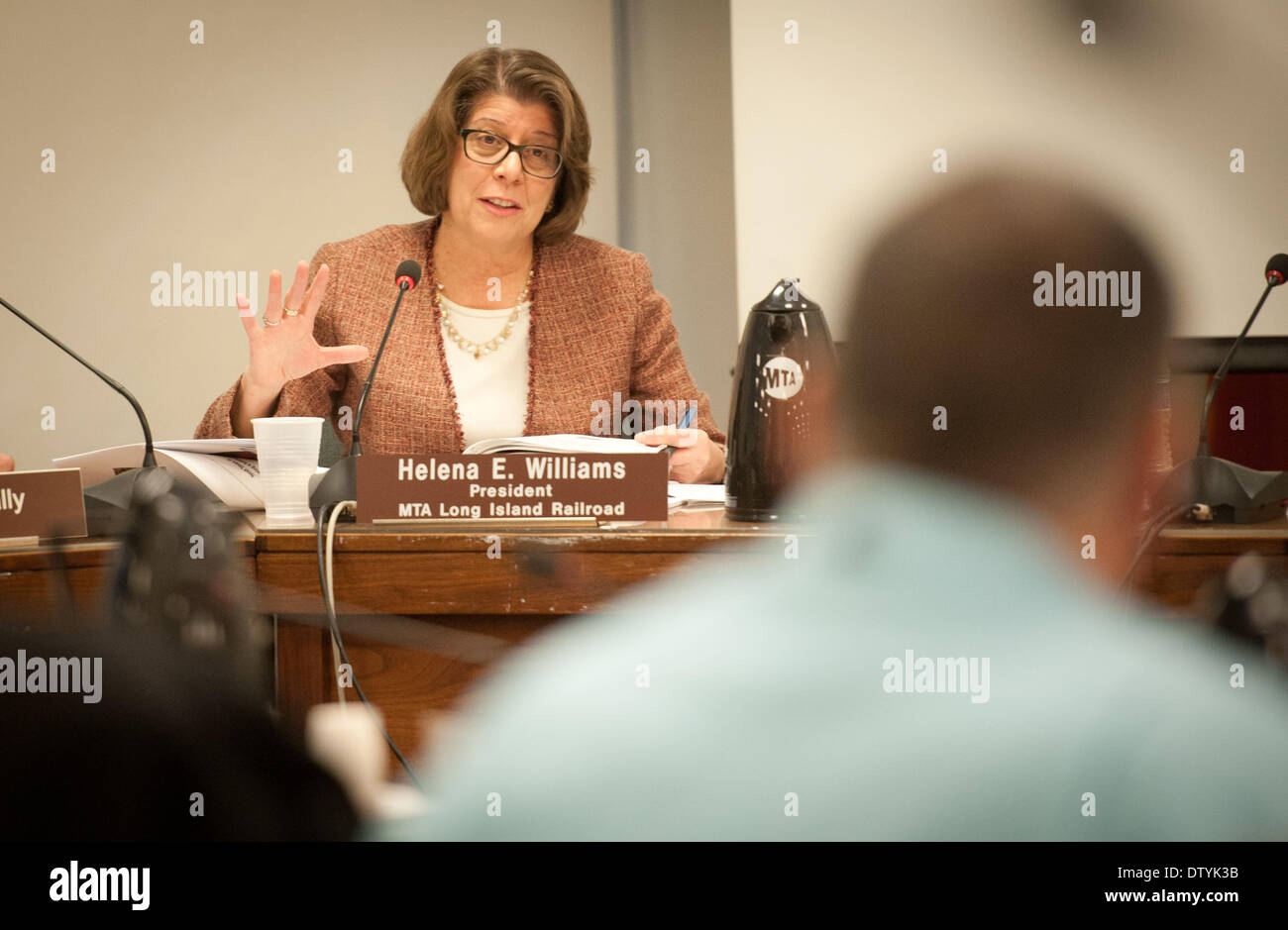 Manhattan, New York, USA. 24th Feb, 2014. MTA LIRR President HELENA ...