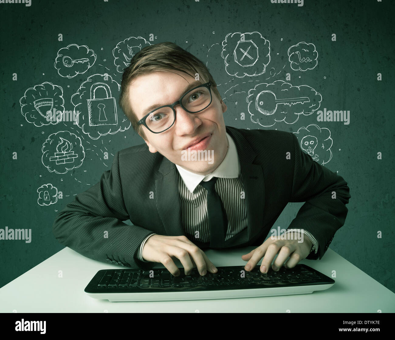Young nerd hacker with virus and hacking thoughts Stock Photo - Alamy