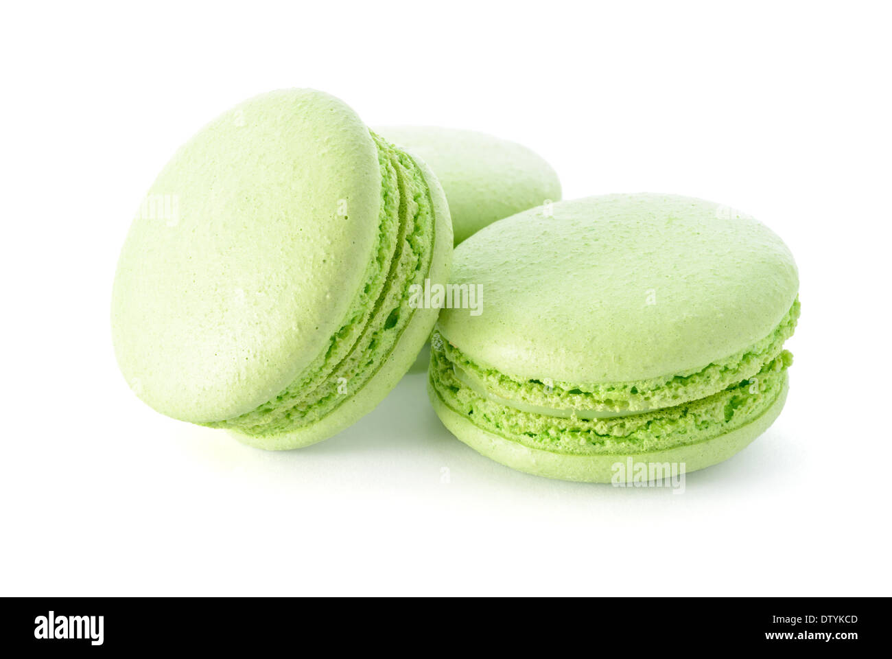Food: group of fresh green macarons, isolated on white background Stock ...