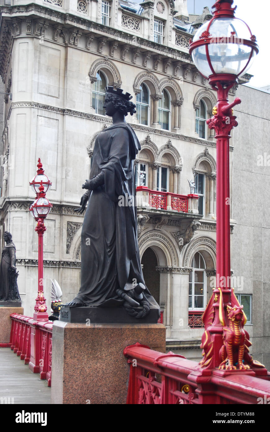 Red bridge in London Stock Photo - Alamy