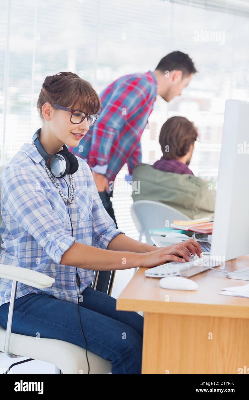 Pretty designer working on computer Stock Photo - Alamy