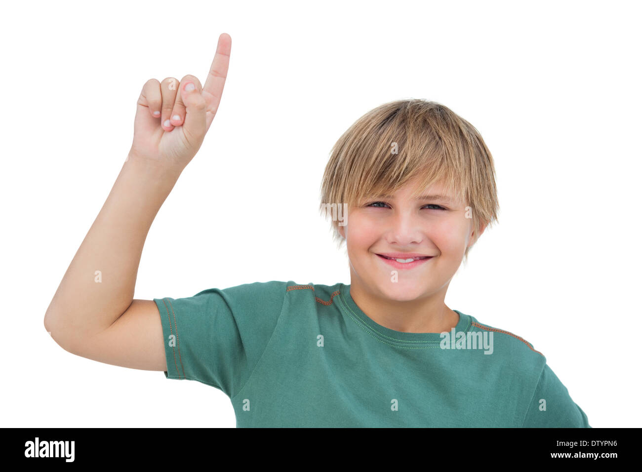 Little boy pointing upwards Stock Photo - Alamy