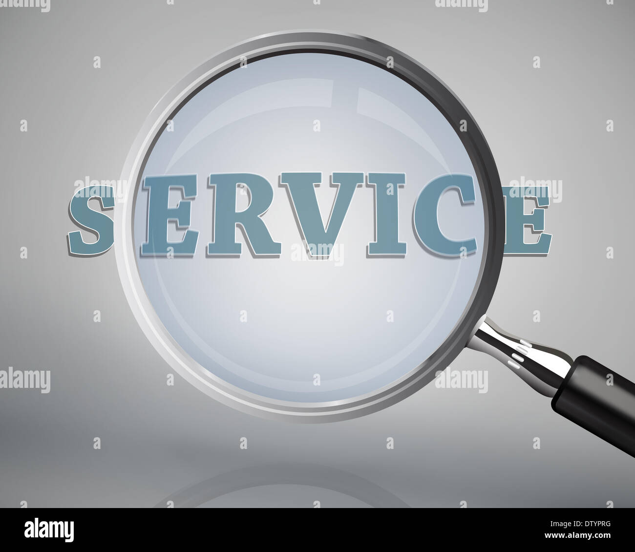 Magnifying glass showing service word Stock Photo - Alamy