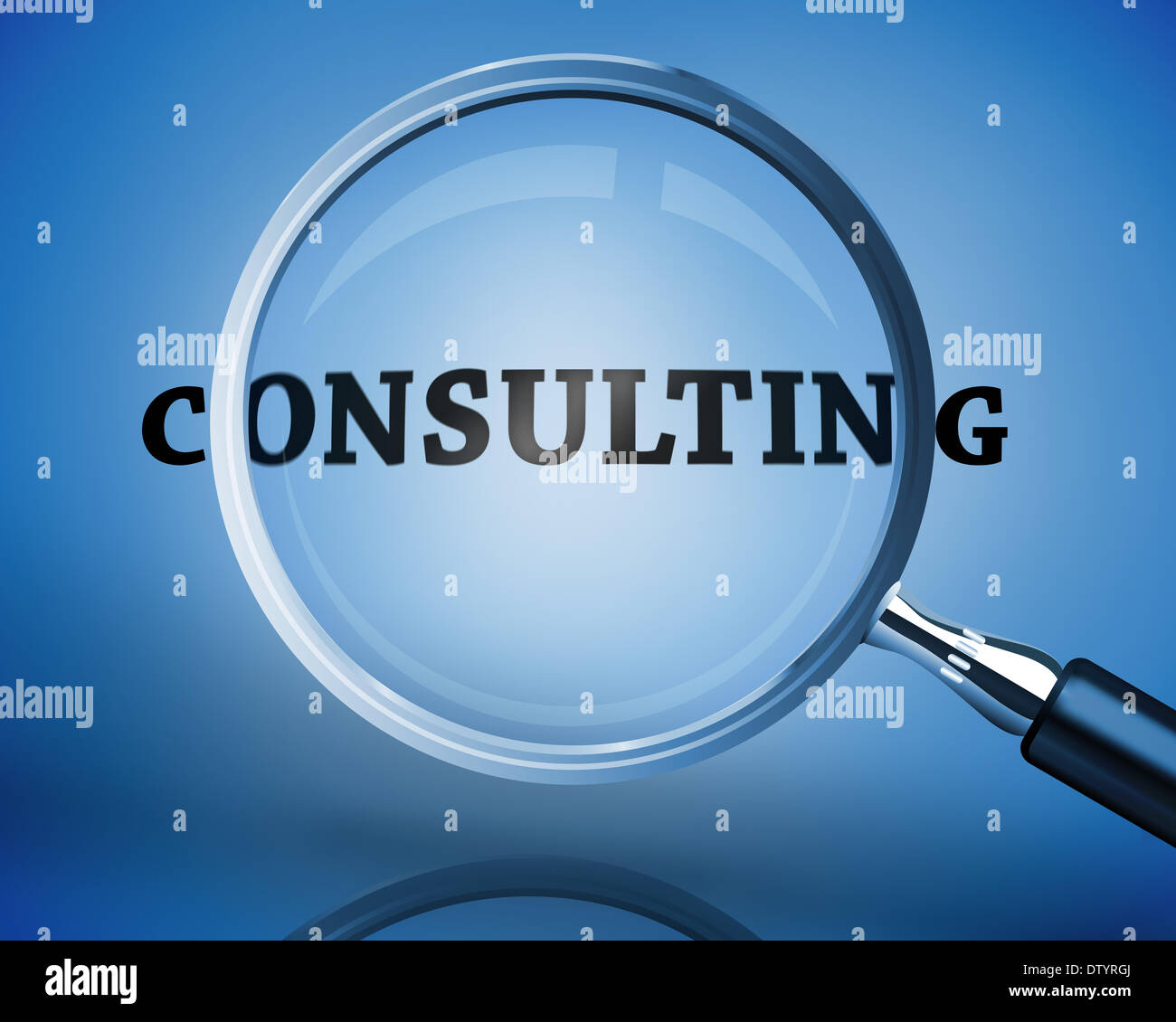 Magnifying glass showing consulting word Stock Photo - Alamy