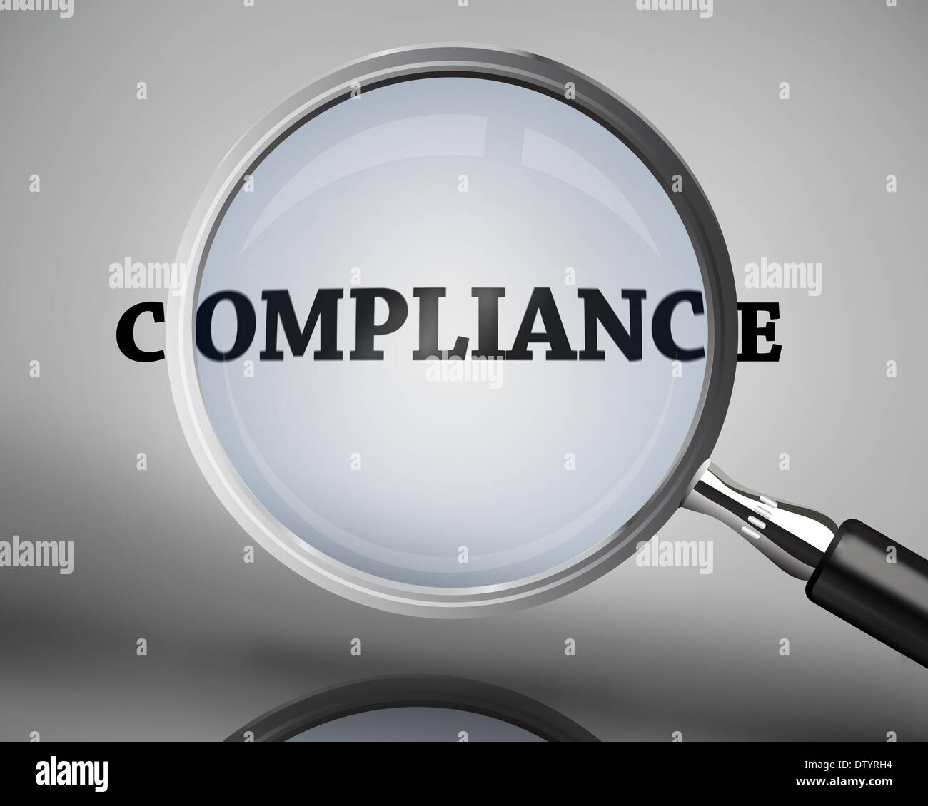 Magnifying glass showing compliance word Stock Photo - Alamy