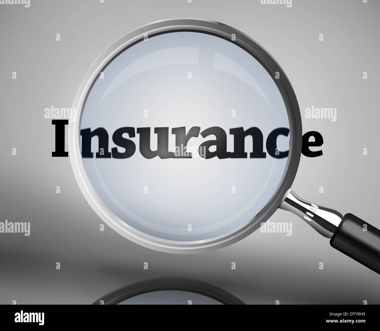 Magnifying glass showing insurance word Stock Photo - Alamy