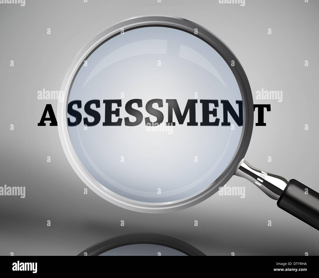 Magnifying glass showing assessment word Stock Photo - Alamy
