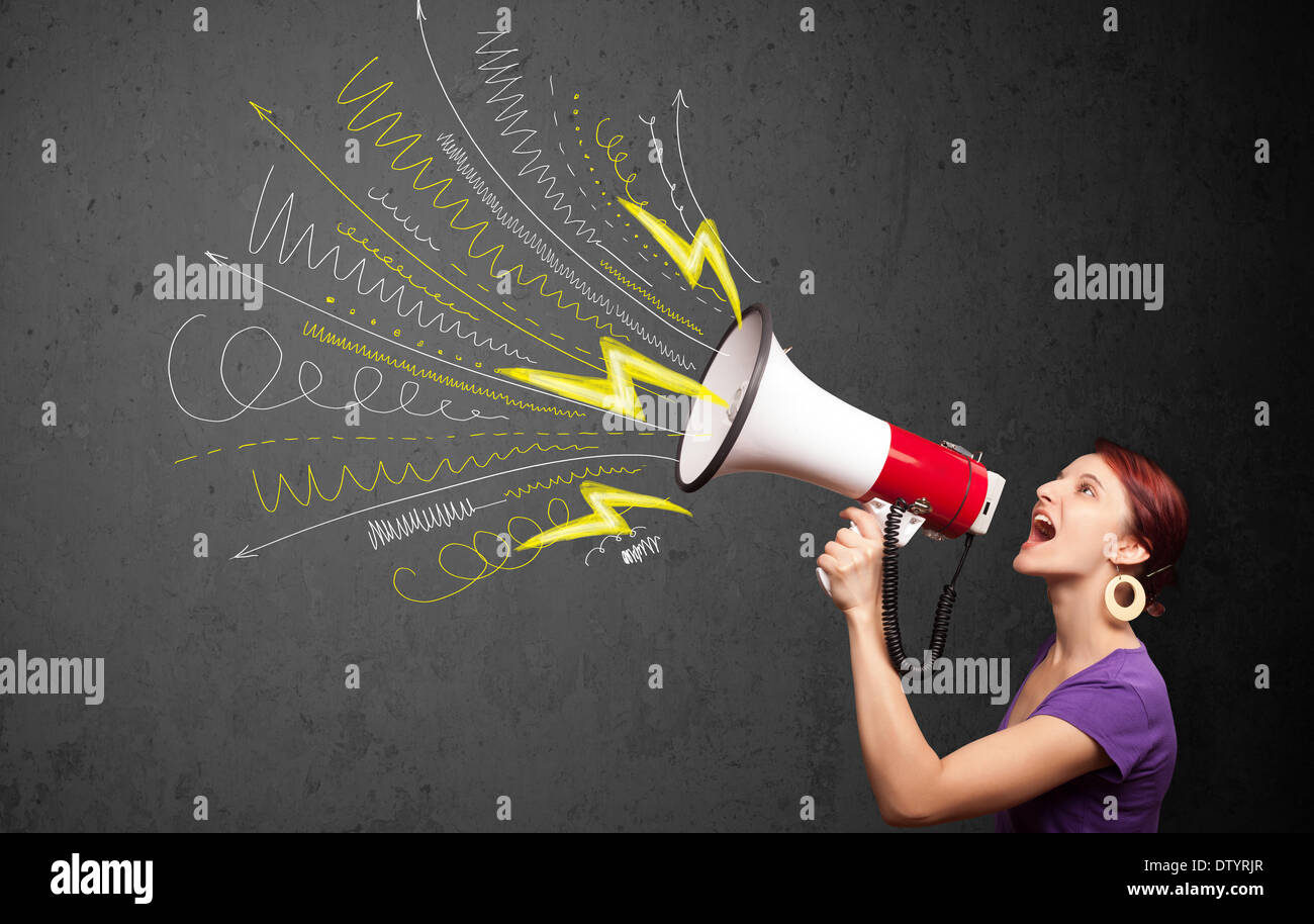 Cute Girl Shouting Megaphone Hand High Resolution Stock Photography and ...