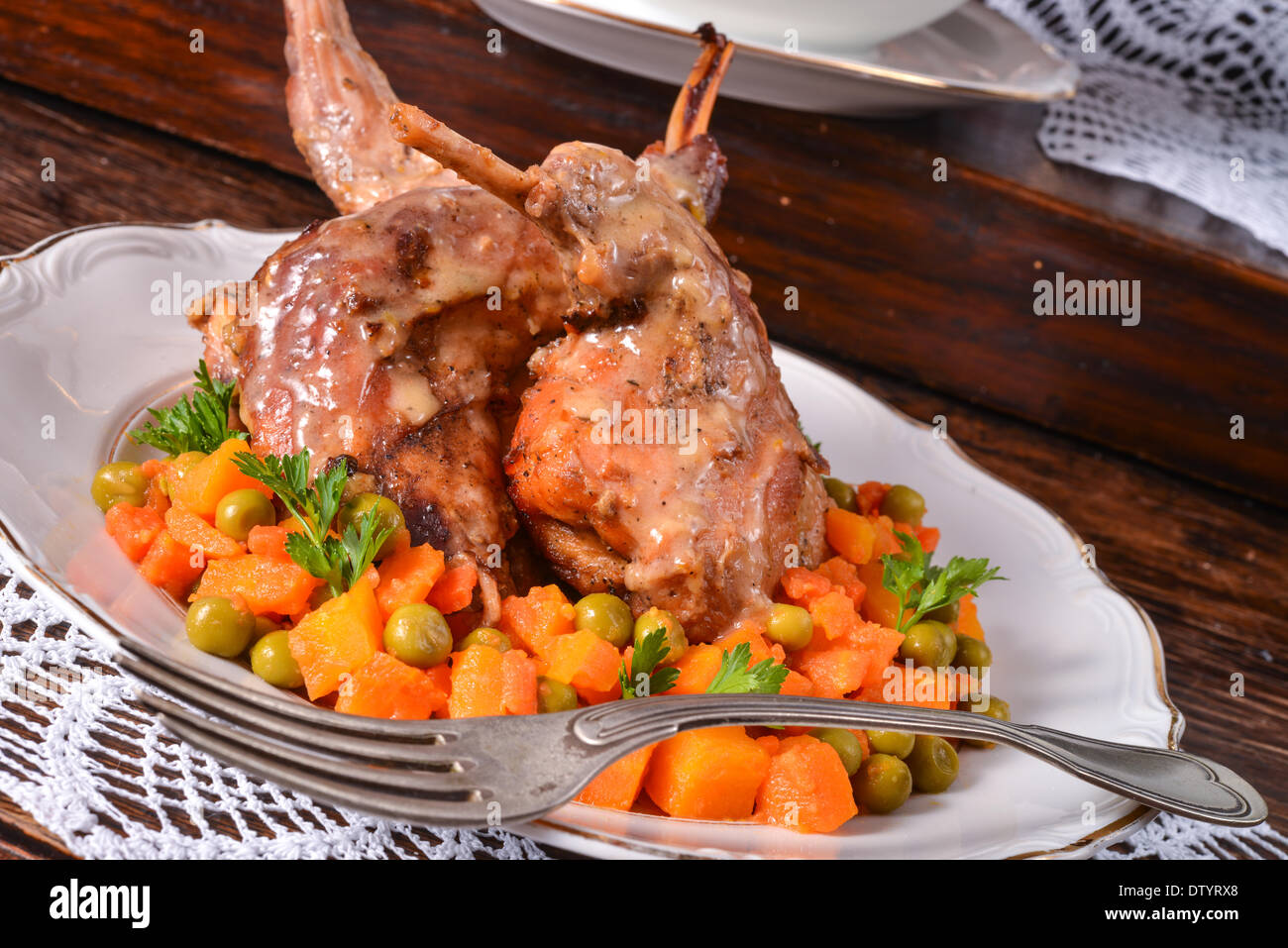 Rabbit roast with vegetable hi-res stock photography and images - Alamy