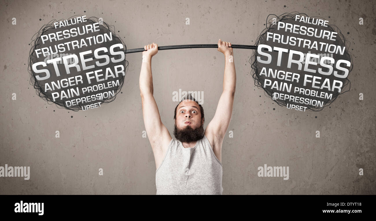 skinny guy defeating stress Stock Photo - Alamy