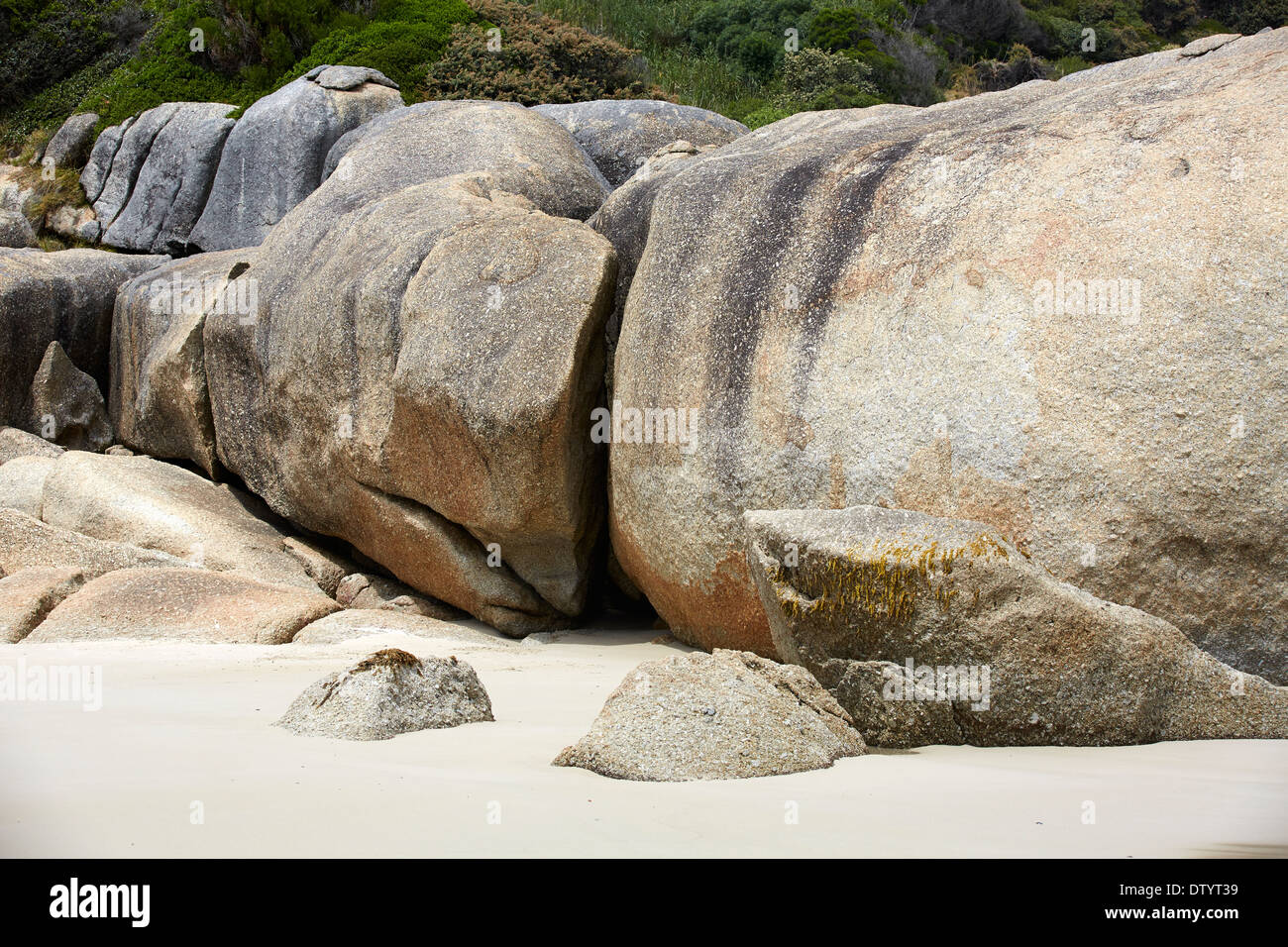 Rock formations on the beach front Stock Photo - Alamy