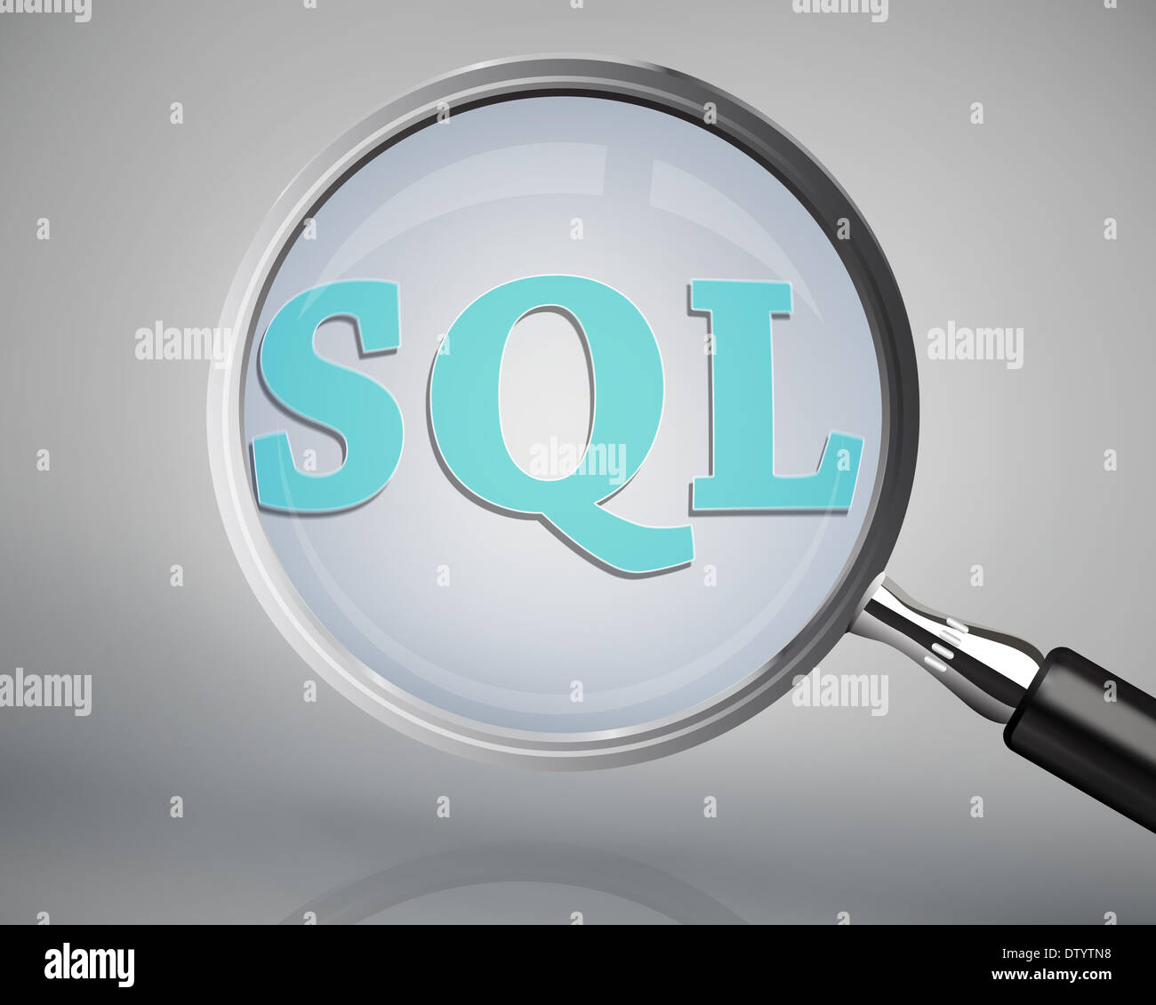 Magnifying glass showing sql word Stock Photo - Alamy