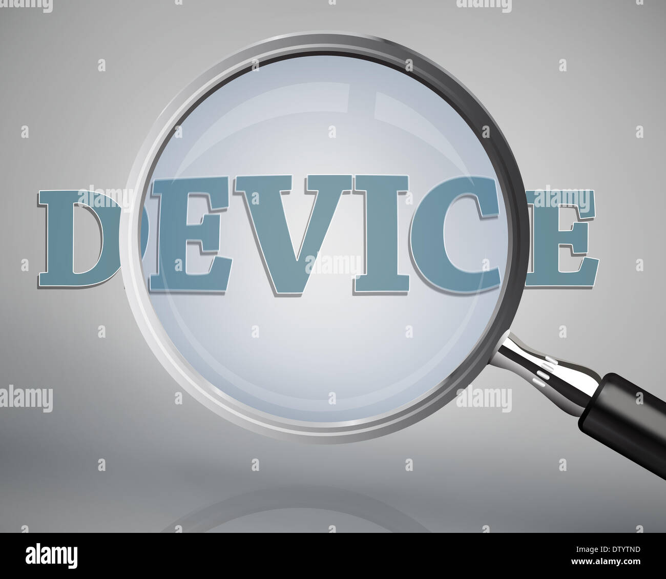 Magnifying glass showing device word Stock Photo - Alamy