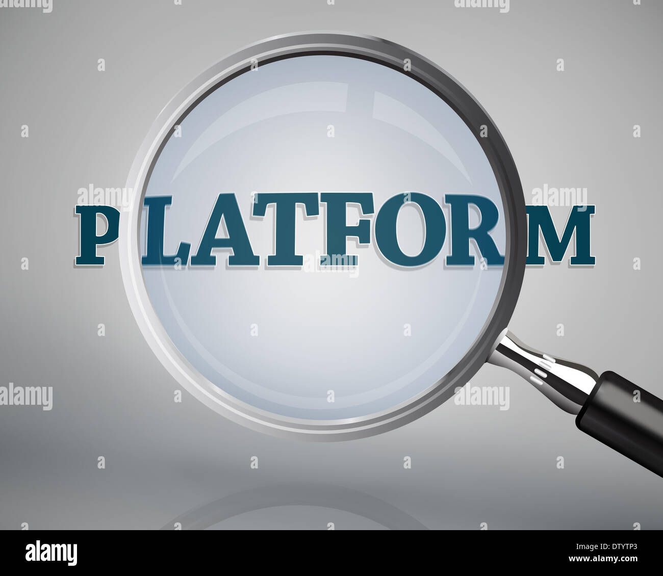 Magnifying glass showing platform word Stock Photo - Alamy