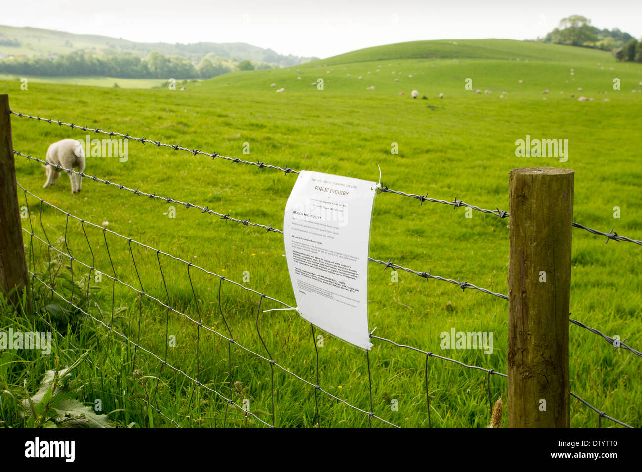Planning permission sign re public inquiry Oxenholme Stock Photo - Alamy