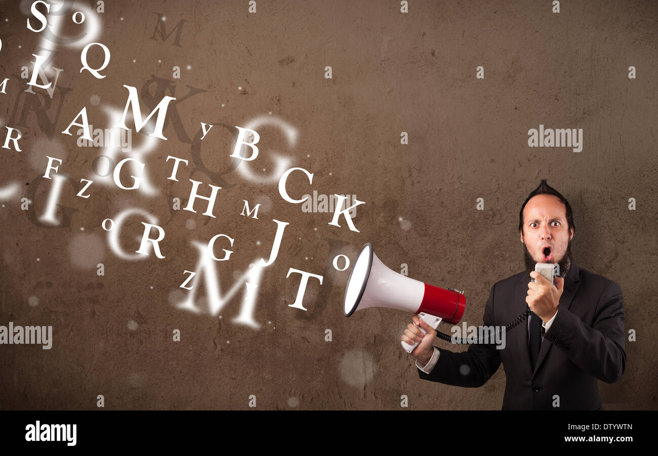 Businessman shout out megaphone hi-res stock photography and images - Alamy