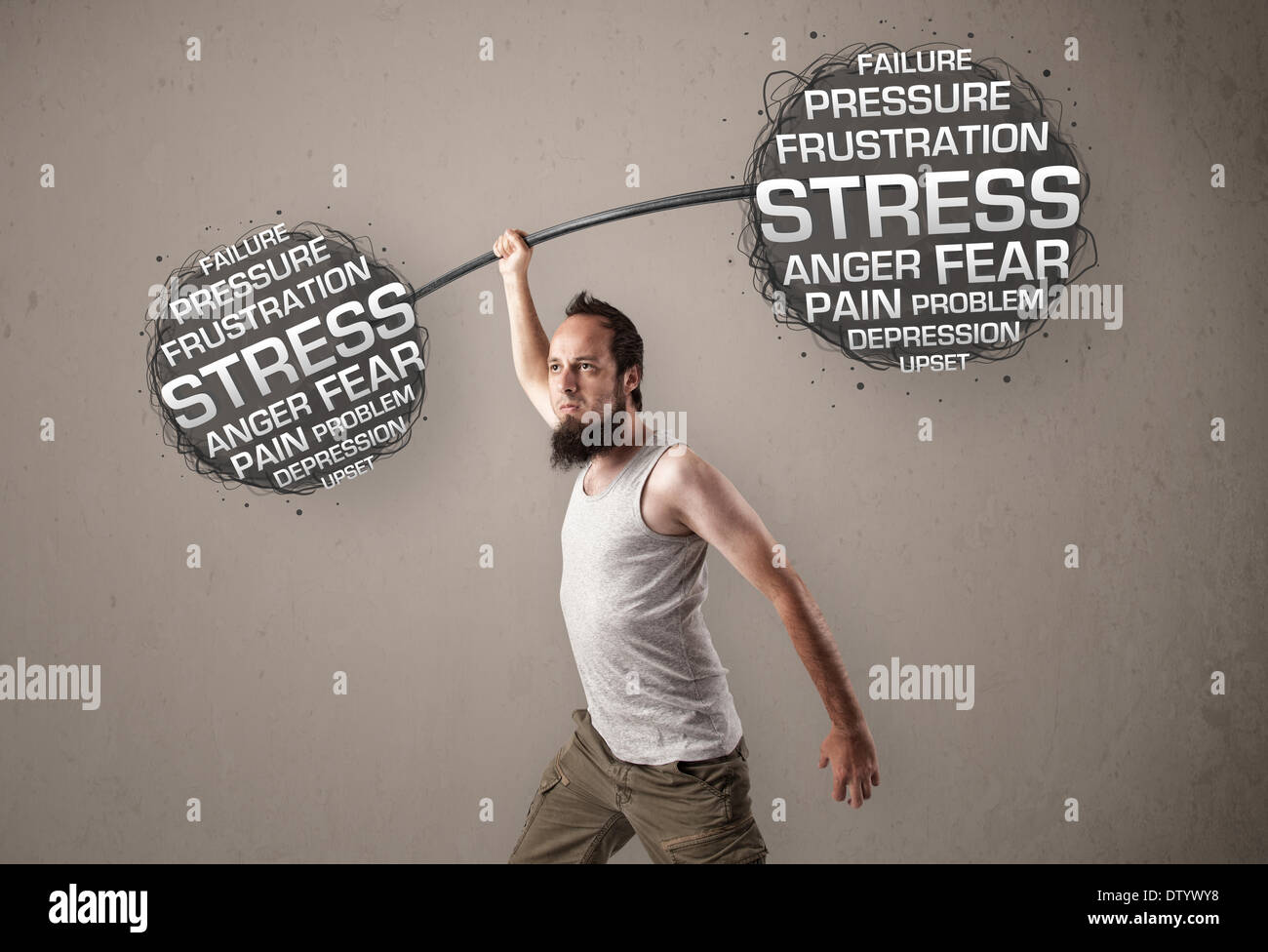 skinny guy defeating stress Stock Photo - Alamy