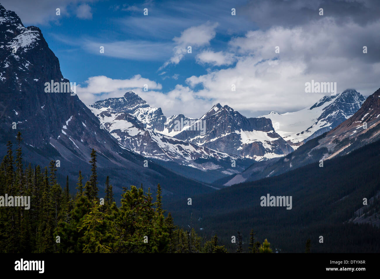 A mountain range in Jasper National Park, Alberta, Canada Stock Photo ...