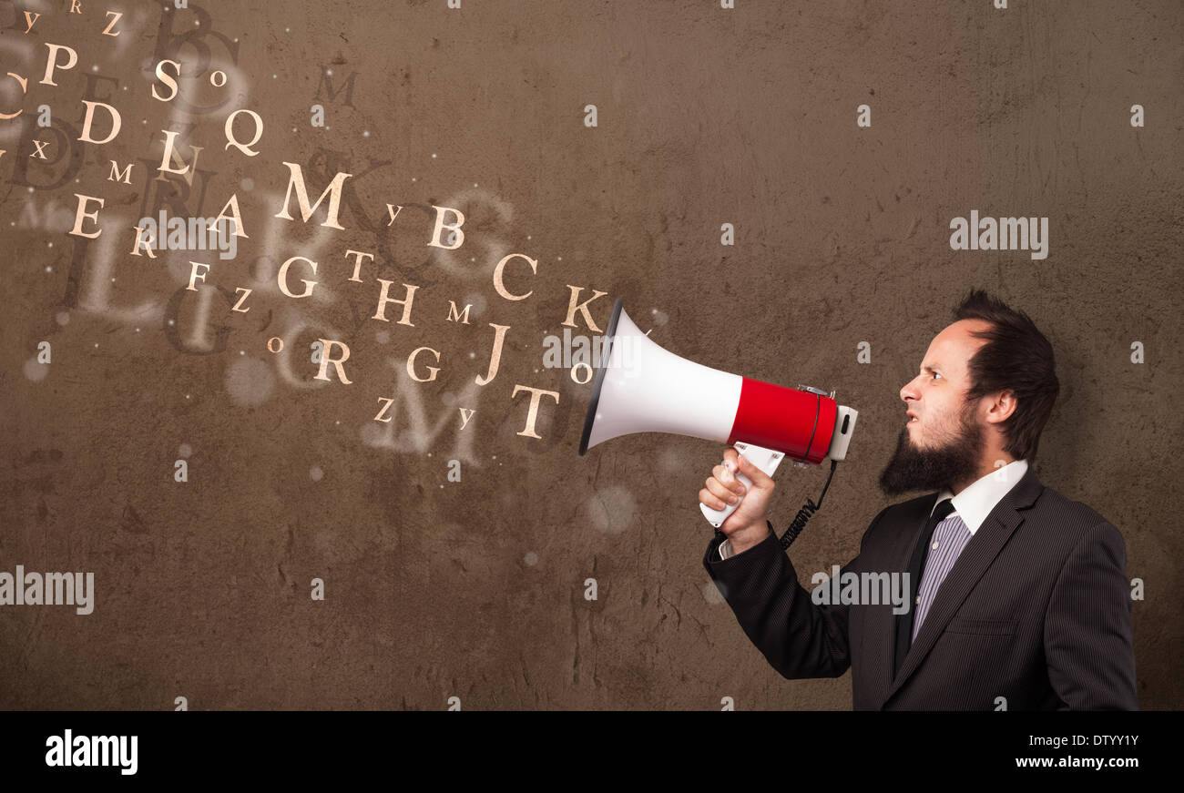 Businessman shout out megaphone hi-res stock photography and images - Alamy