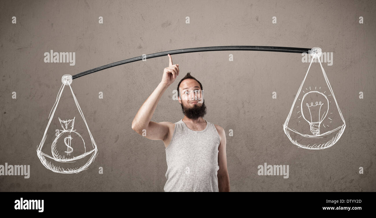 skinny guy trying to get balanced Stock Photo - Alamy