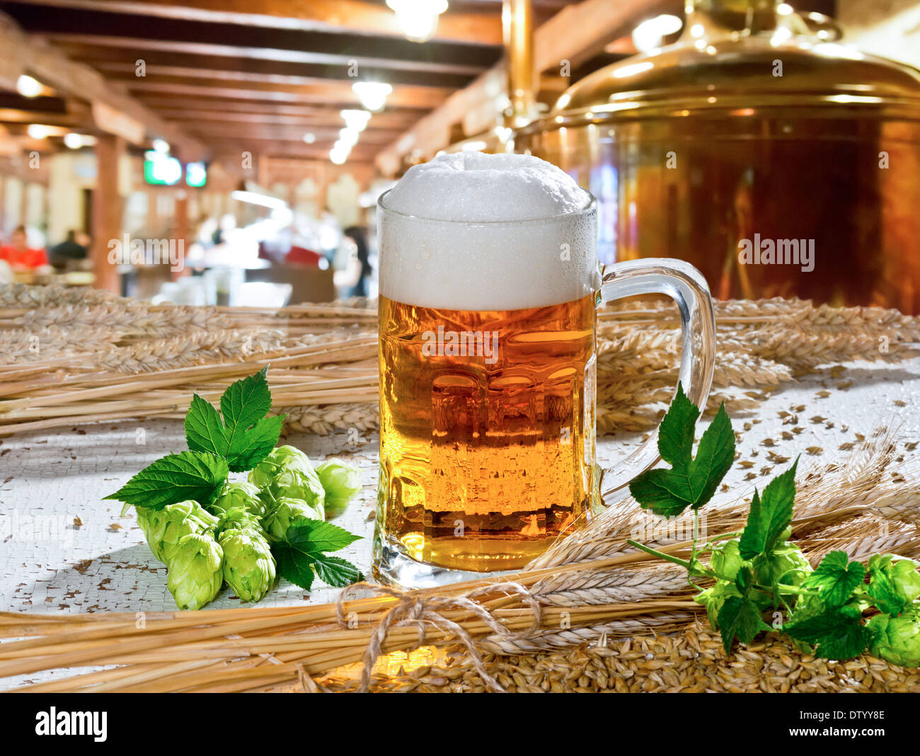 still life with beer and raw material for beer production Stock Photo ...