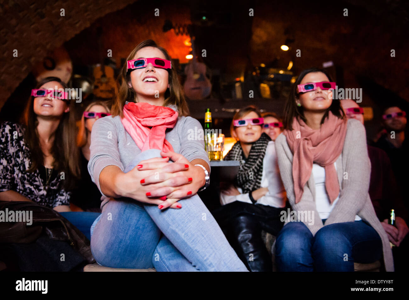 Audience with 3D glasses Stock Photo - Alamy