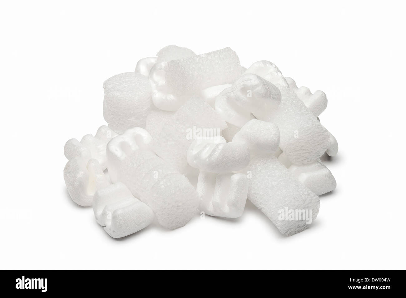 Fill packaging peanuts and bubble pack, isolated on white background ...