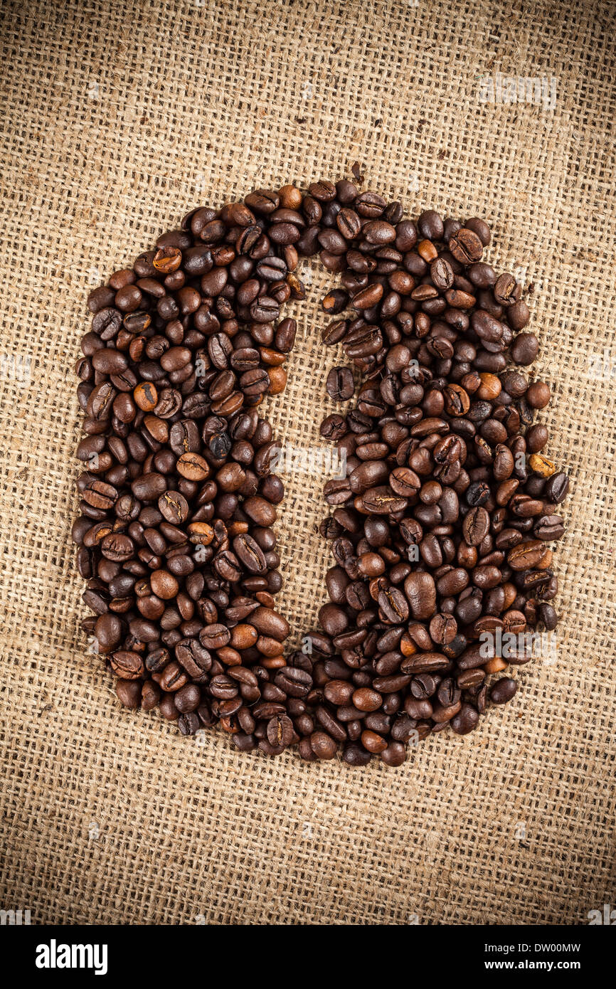 Coffee beans shape made with coffee Stock Photo - Alamy