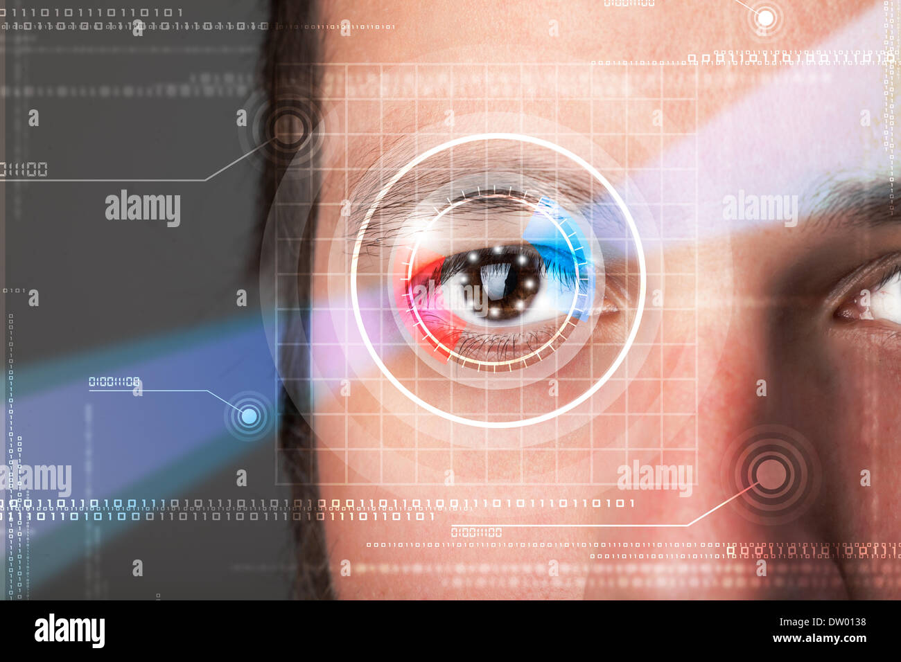 Cyber man with technolgy eye looking Stock Photo - Alamy