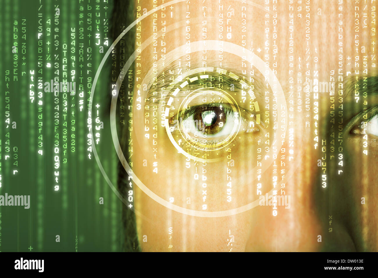 Modern cyber soldier with target matrix eye Stock Photo - Alamy