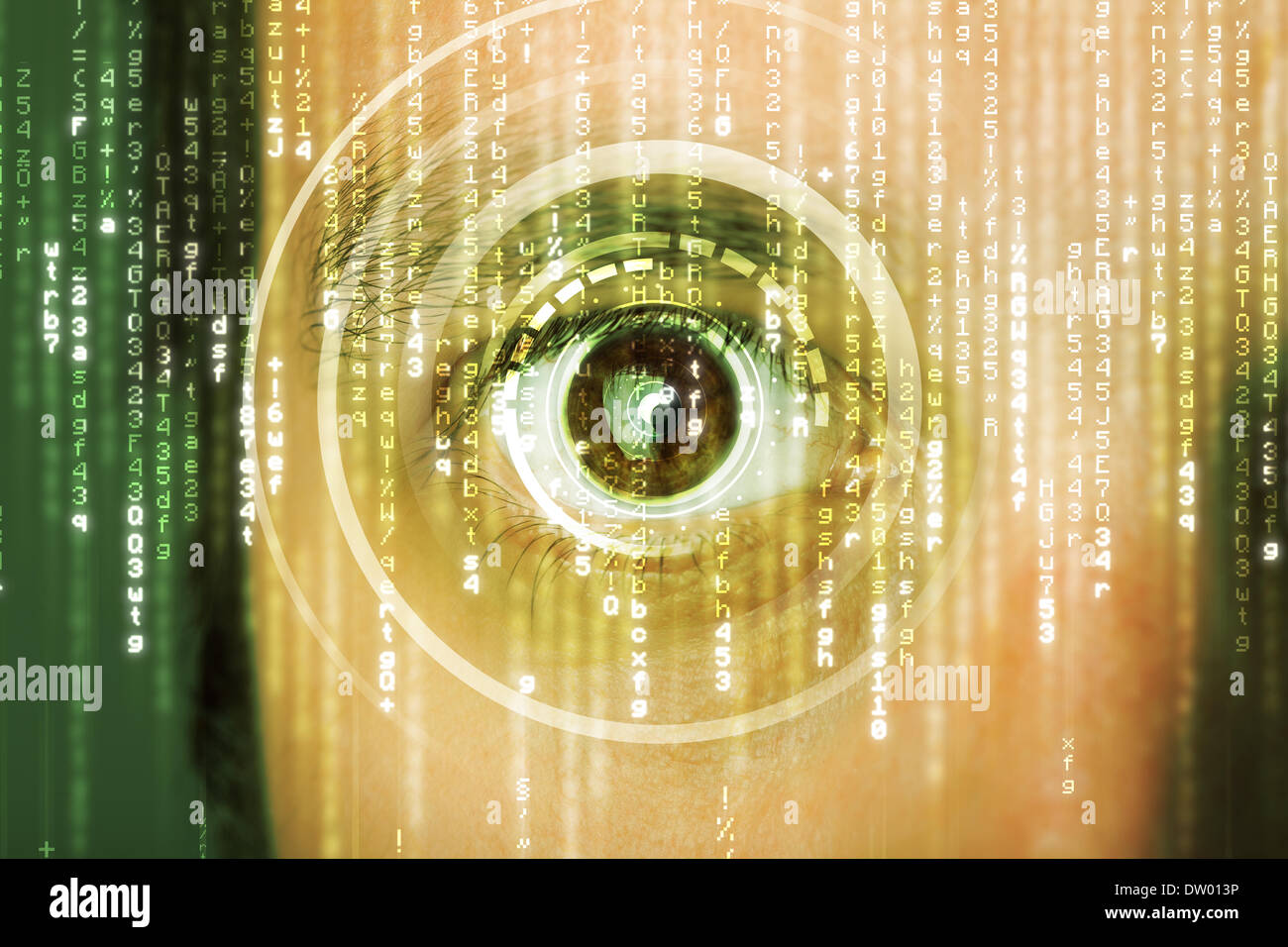 Modern cyber soldier with target matrix eye Stock Photo - Alamy