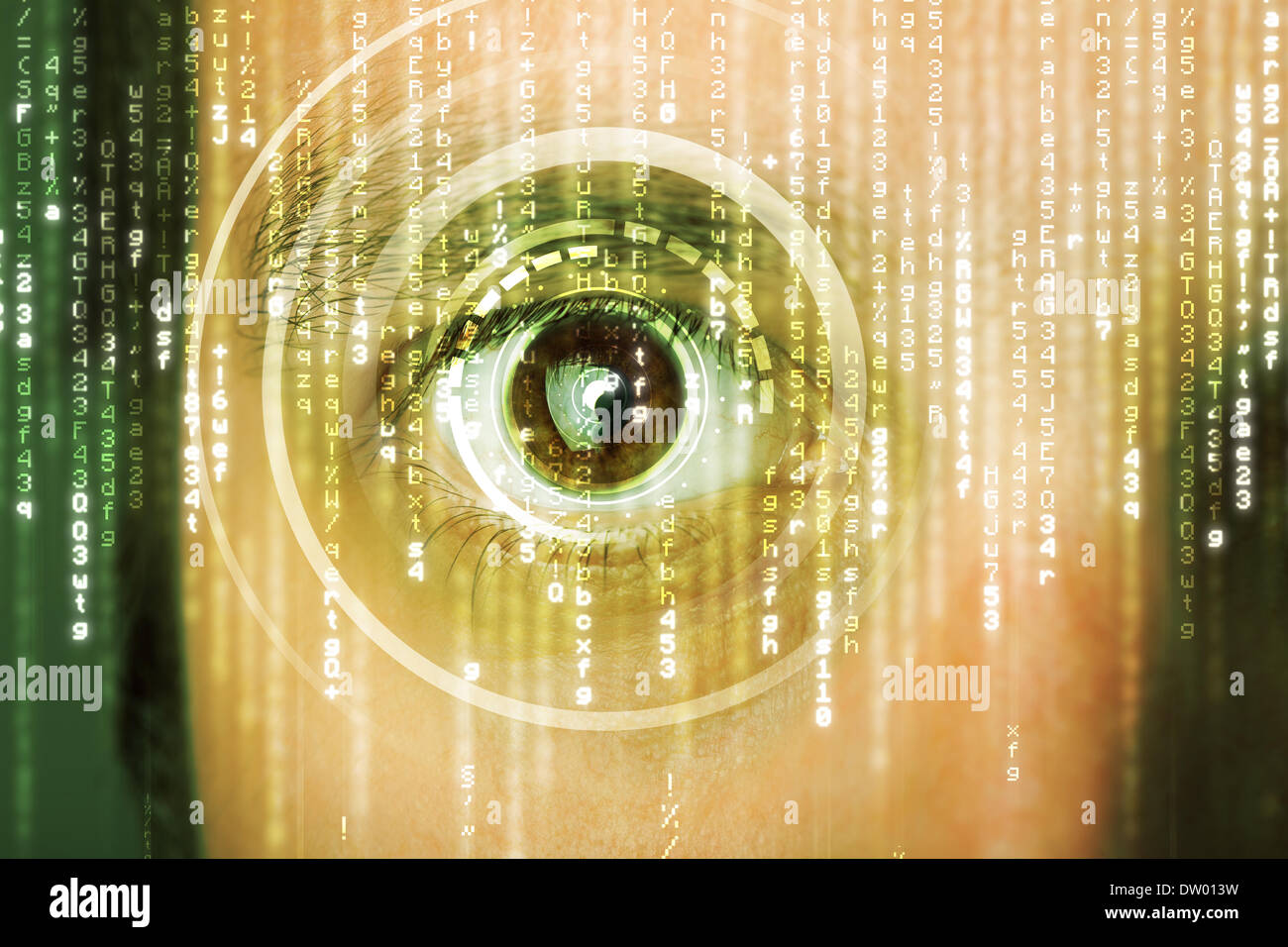 Modern cyber soldier with target matrix eye Stock Photo - Alamy