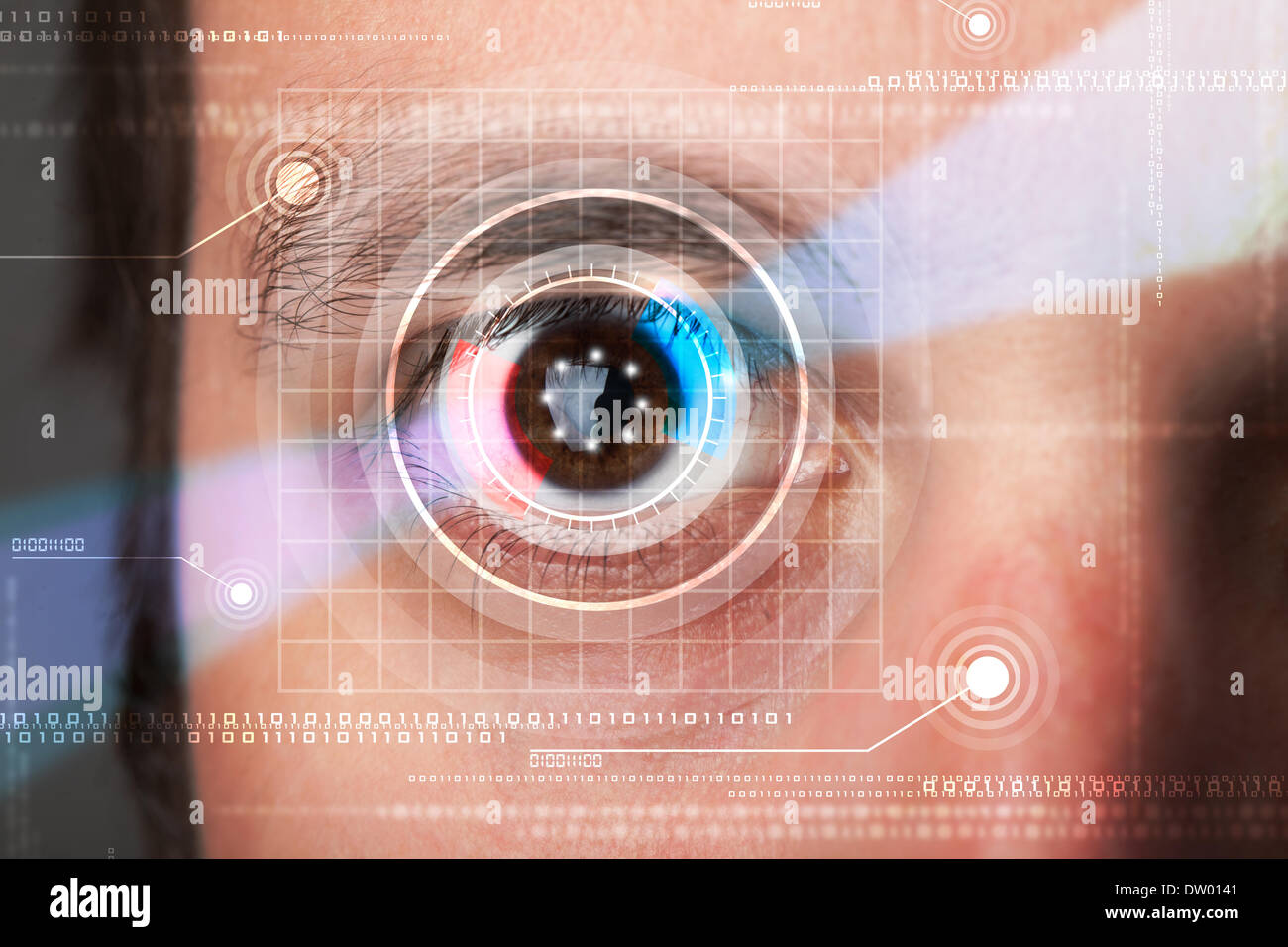 Cyber man with technolgy eye looking Stock Photo - Alamy