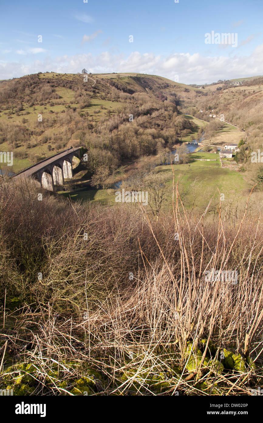 A view of Monsal Dale and it's viaduct from Monsal Head in the White ...