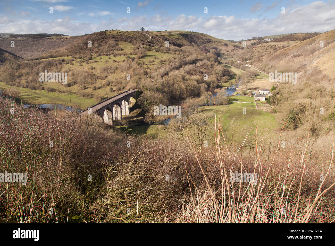 A view of Monsal Dale and it's viaduct from Monsal Head in the White ...