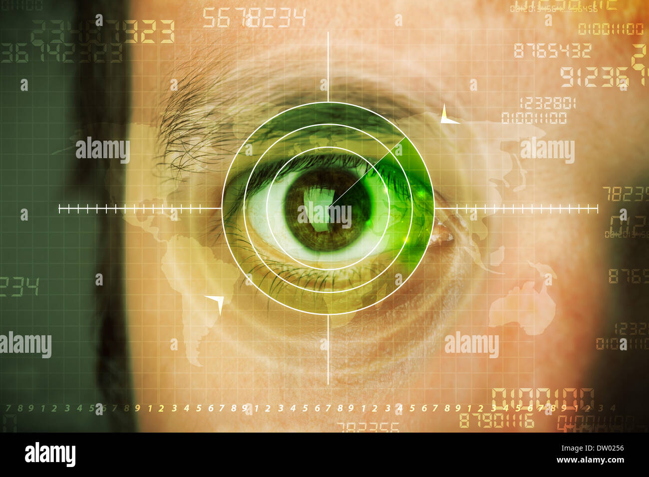 Modern man with cyber technology target military eye Stock Photo - Alamy