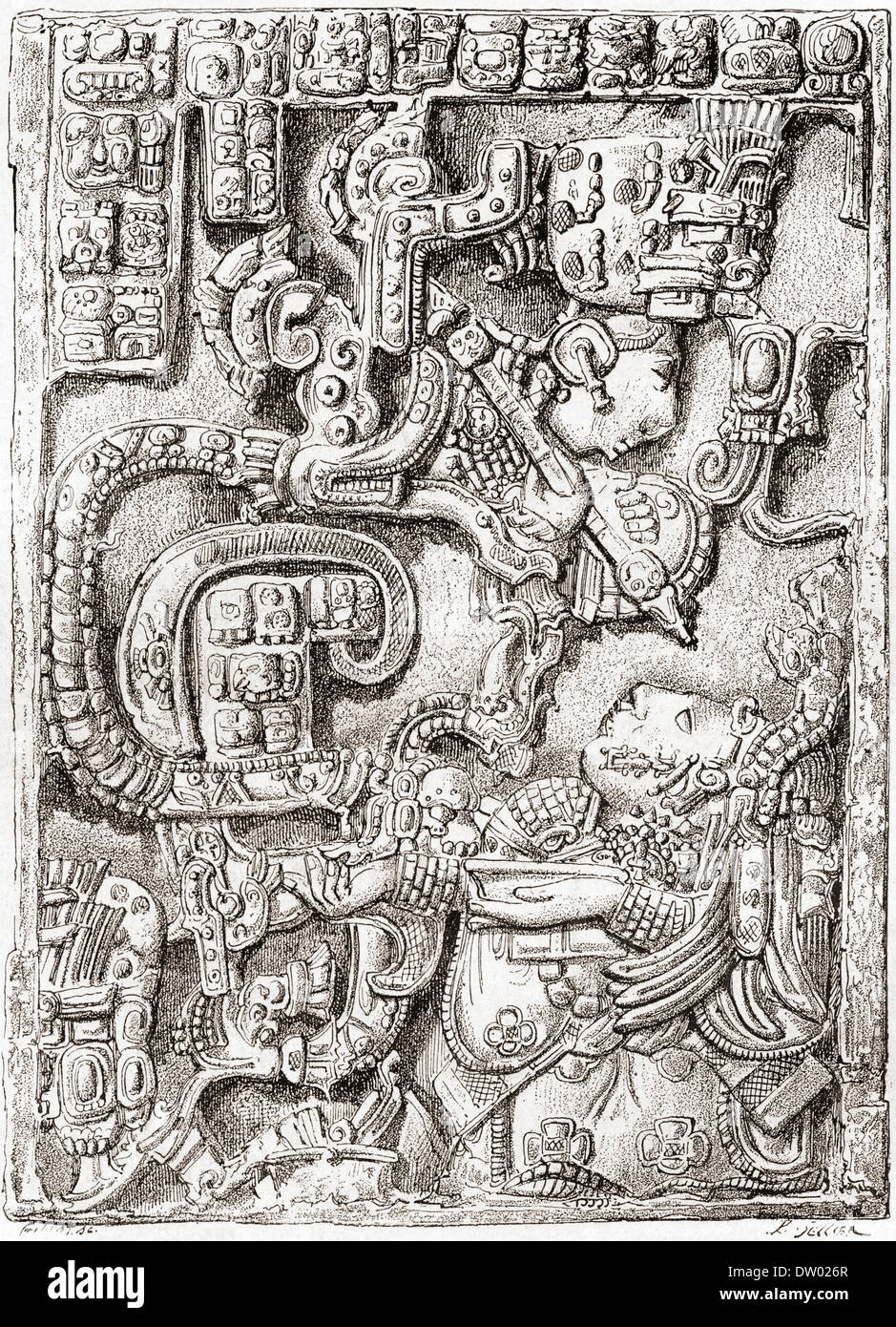 Lintel 25 of Yaxchilan Structure 23 from the ancient Mayan city of ...