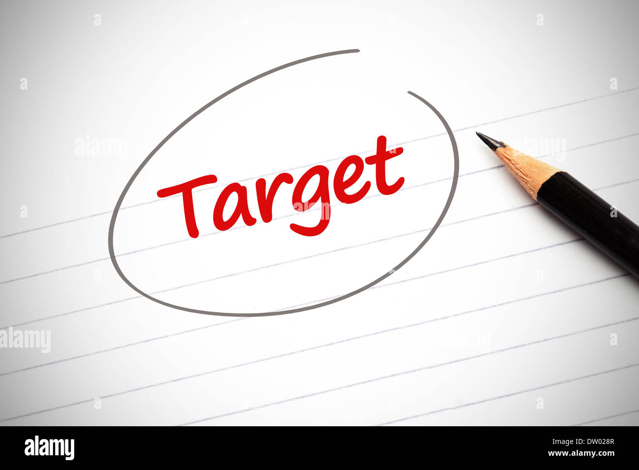 Target word written on a notepad Stock Photo - Alamy
