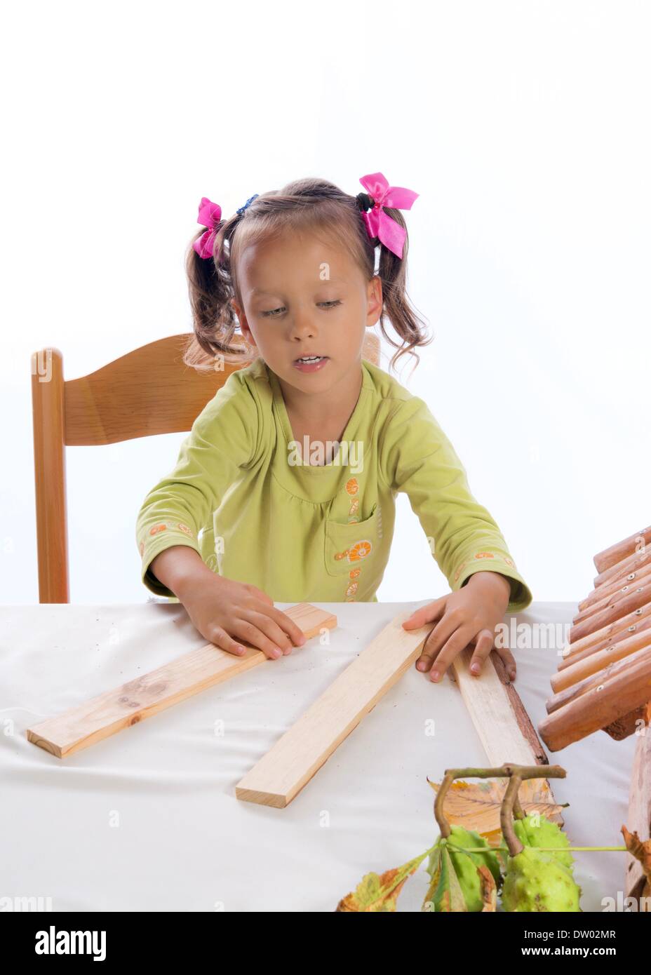 small girls in do handicraft Stock Photo - Alamy